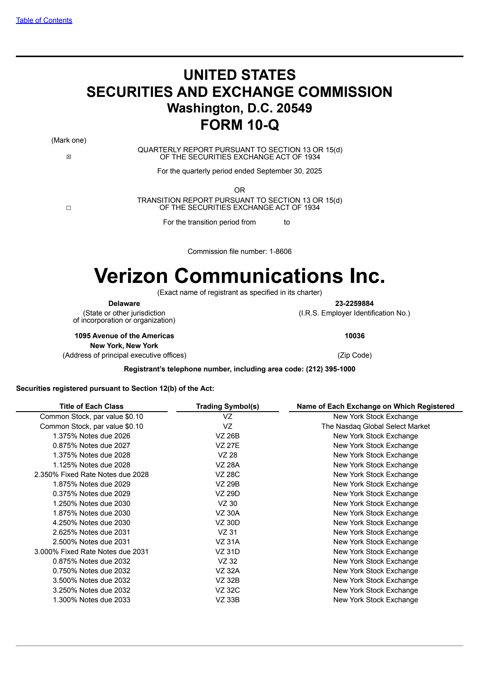 VZ Q3 2025 Earnings Report on 10/29/2025