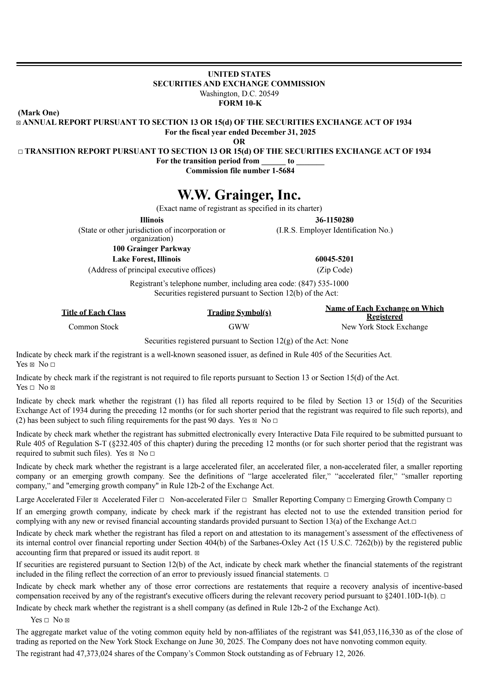 GWW Q4 2025 Earnings Report on 2/3/2026