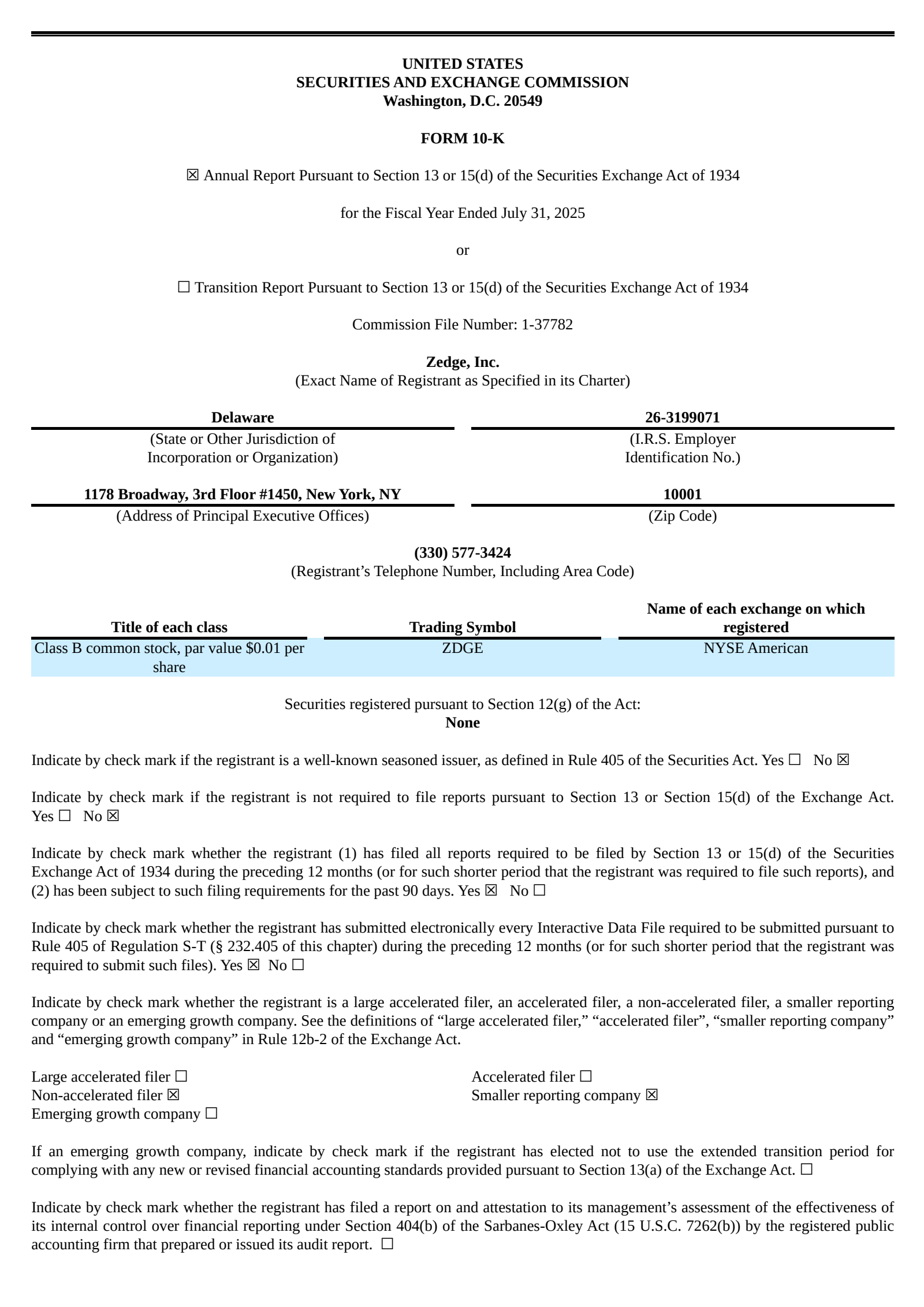 ZDGE Q4 2025 Earnings Report on 10/28/2025